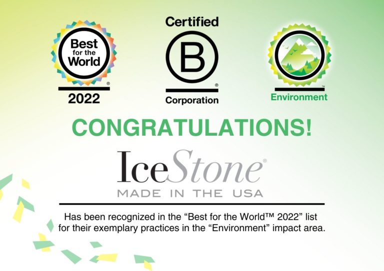 IceStone recognized as 2022 Best For The World Environment | IceStone